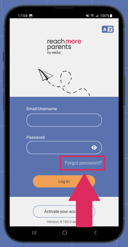 Reset your Password in the Parent App